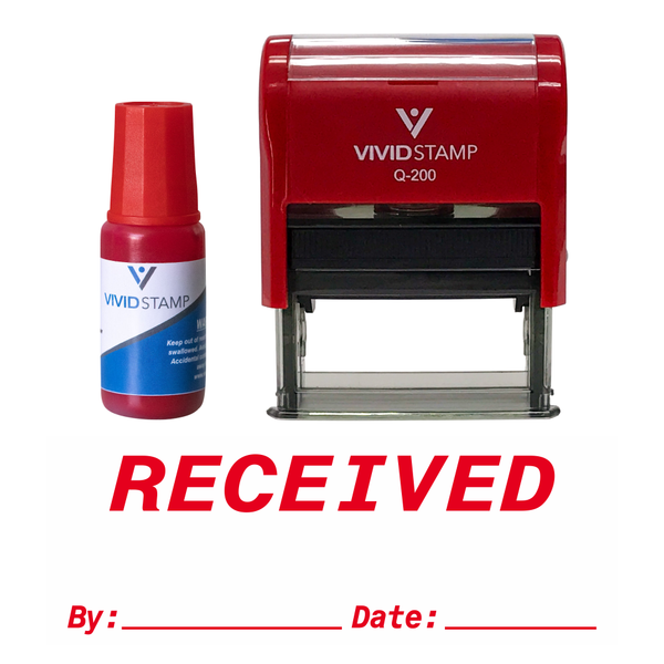 Received By Date Self Inking Rubber Stamp Combo with Refill – Vivid Stamp